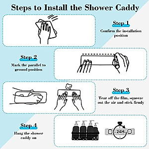 MEINV 5 Packs Shower Caddy Shelves, Black Self Adhesive Shower Shelf Organizer with Hooks and Towel Rod, Wall Mounted Rustproof Stainless Steel Inside Shower Racks No Drilling for Bathroom Kitchen