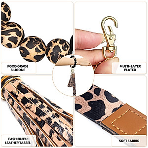 PAKASEBOXES Bracelet Wristlet Keychain with Lanyard for Keys, Silicone Beaded Key Ring for Women, Mother's day Christmas Gift
