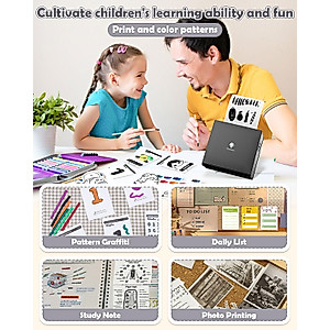 Memoqueen Mini Sticker Printer - M02 Wireless Pocket Printer, Compatible with iOS & Android, Photo Printer for Phone, for Fun Christmas Sticker, DIY Journal, New Year Gift, Black