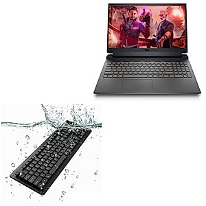 BoxWave Keyboard Compatible with Dell G15 Gaming (5525) (Keyboard AquaProof USB Keyboard, Washable Waterproof Water Resistant USB Keyboard for Dell G15 Gaming (5525) - Jet Black