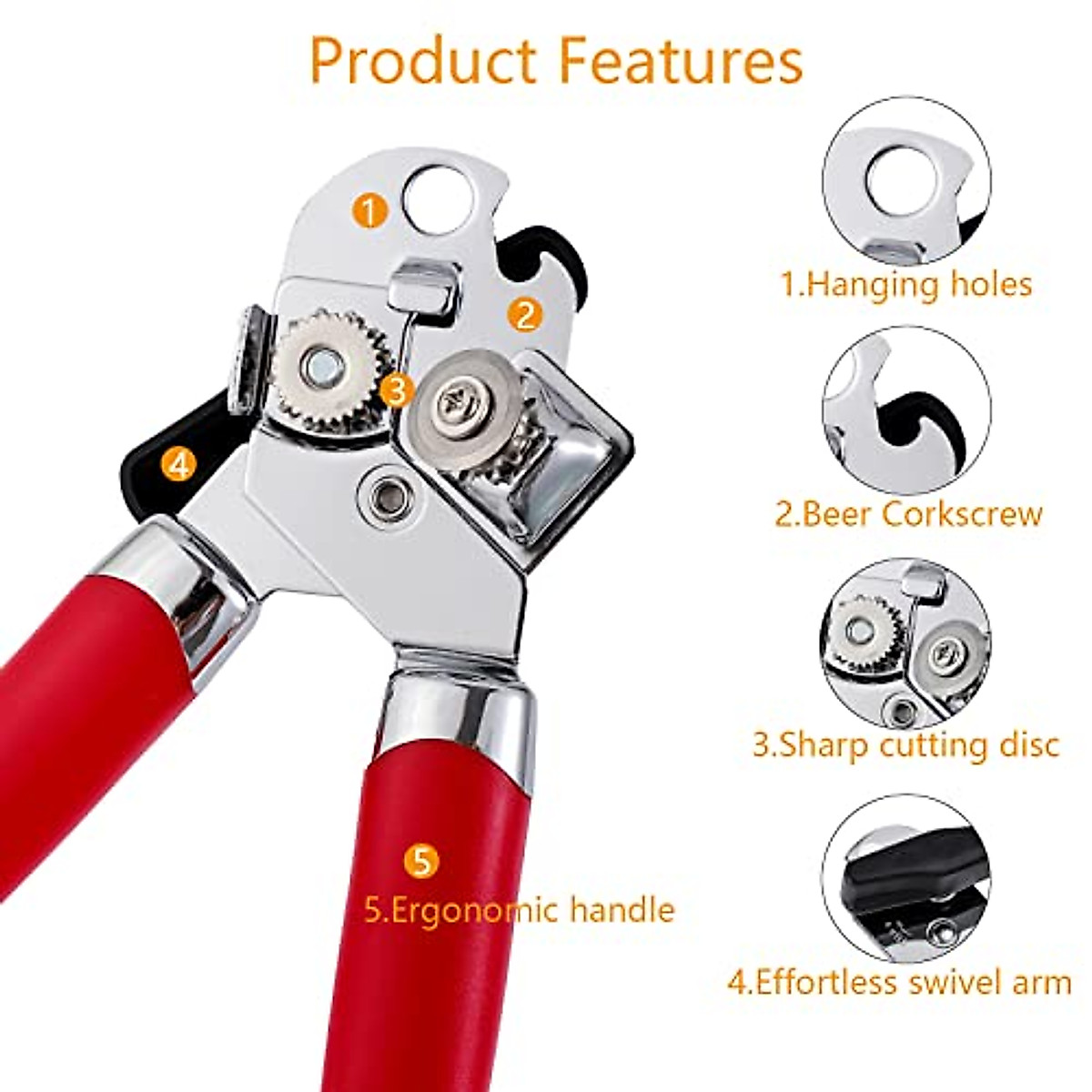 Manual Can Opener for Kitchen, Safety Can Opener Smooth Edge, Gift for Mother, Father, Housewife