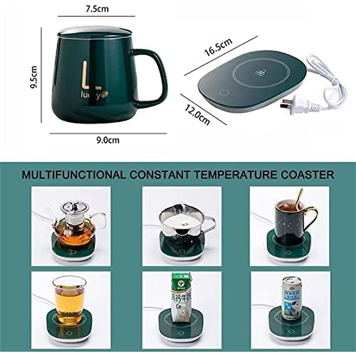 MWNAGO Coffee Mug Warmer Set with Cup, Electric Coffee Warmer for Desk with Auto Shut Off, Smart Cup Warmer Set with Cup for Heating Coffee, Beverage, Milk, Tea and Hot Chocolate