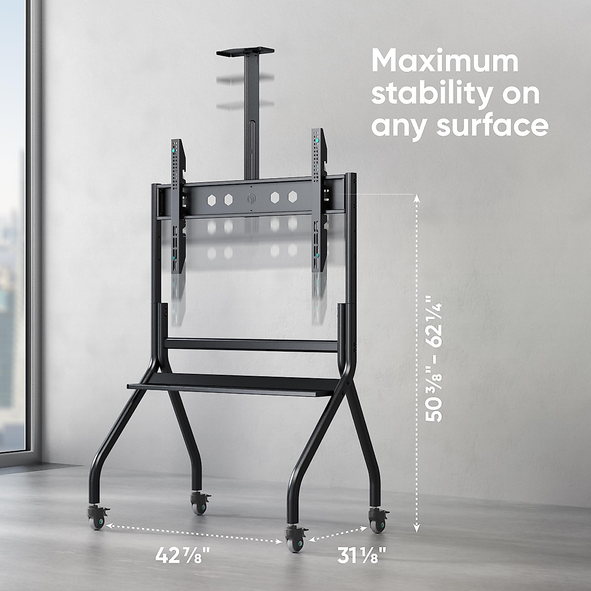 ONKRON Mobile TV Stand for 60-120 Inch Screen up to 331 lbs, Large & Portable TV Stand on Wheels max VESA 1000x600, Heavy Duty TV Stand Height Adjustable/Mobile TV Cart Rolling TV Stand Tall Black