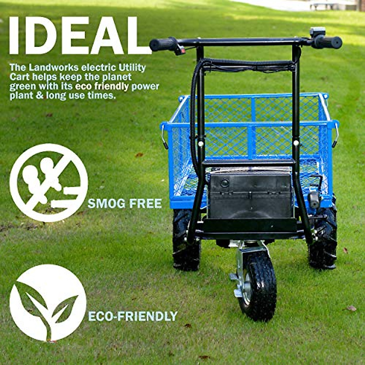Landworks Utility Cart Hand Truck Power Wagon Super Duty Electric 500W Battery Driven Max 500Lbs Load and 1000Lbs Towing