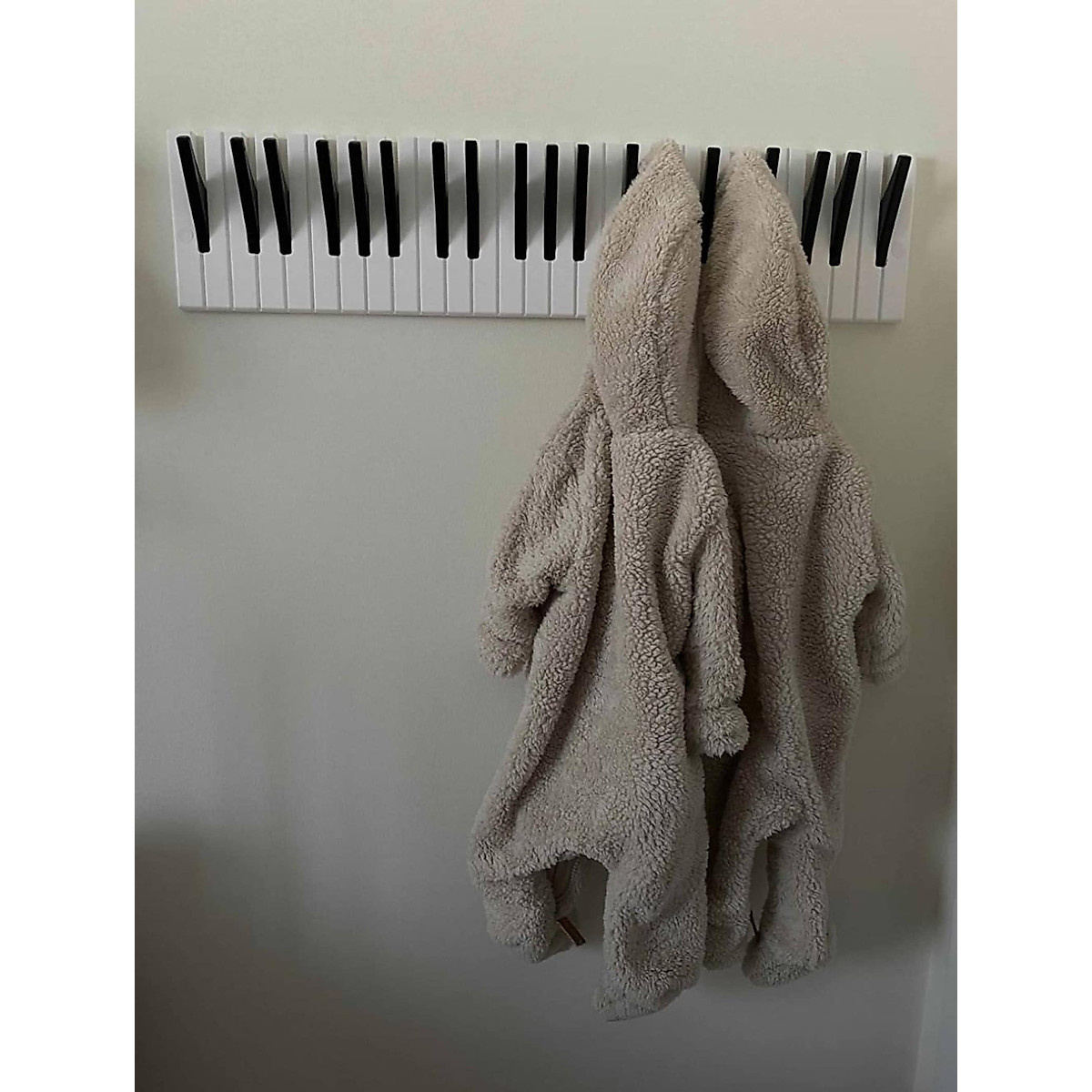 Piano Wooden Coat Racks(Pine Wood Material),21 Hook Piano Keys Wall Mounted Coat Hook Hanger Wall Decoration,Handmade Wood Solid Hidden Wall Hook Piano Key Hook for Wall Art (2 PCS)
