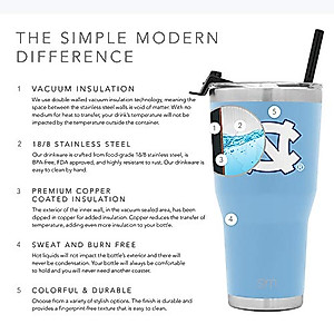 Simple Modern Officially Licensed Collegiate North Carolina Tar Heels Tumbler with Straw and Flip Lid | Insulated Stainless Steel 30oz Thermos | Cruiser Collection | University of North Carolina