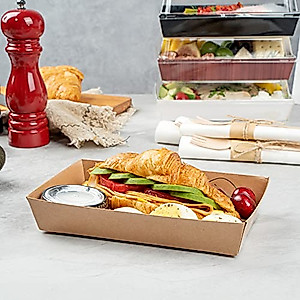 Restaurantware Matsuri Vision 8 x 5 x 1.5 Inch Medium Sushi Trays 100 Greaseproof Sushi Packaging Boxes - Lids Sold Separately Disposable Kraft Paper Sushi Containers For Entrees Or Desserts