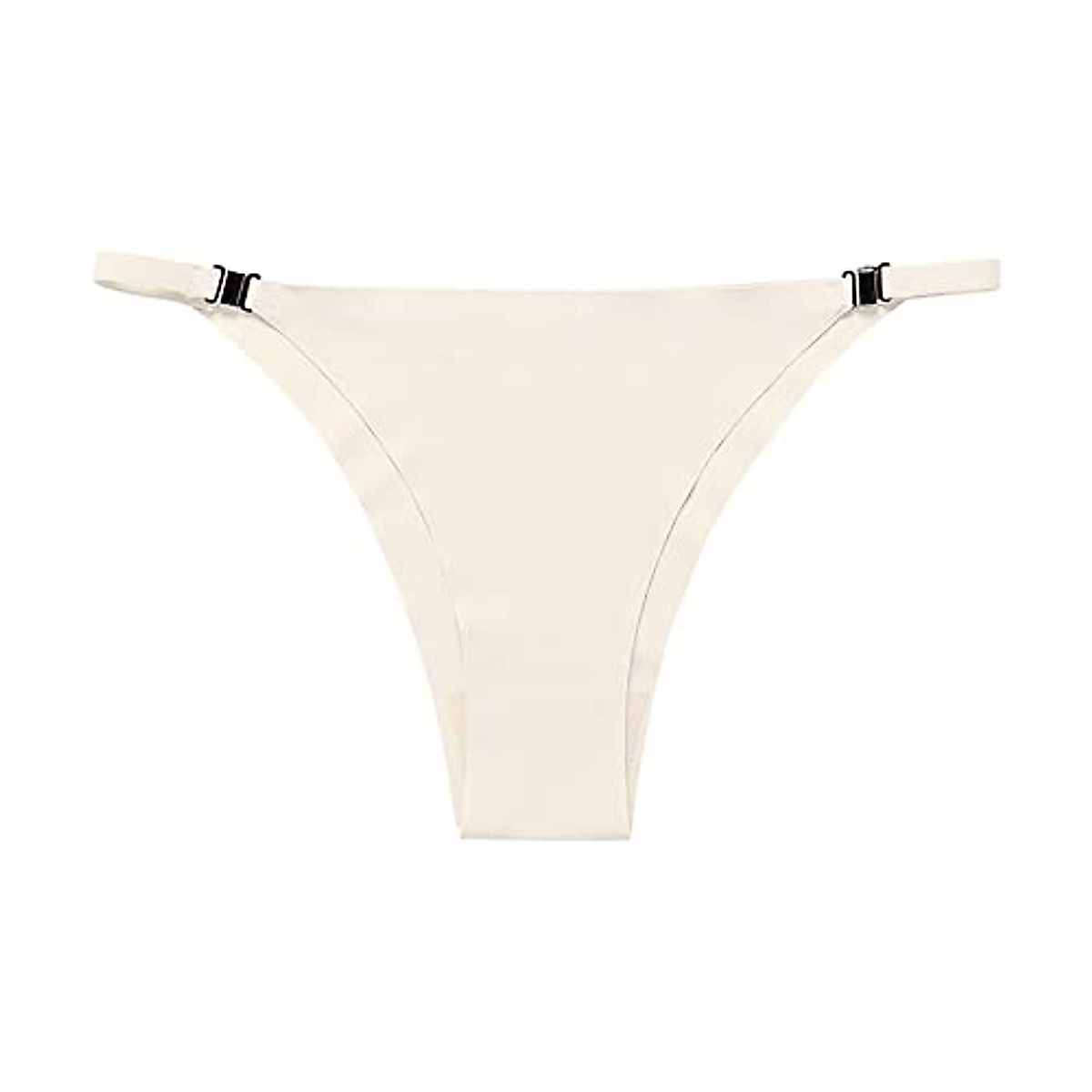 Kinple Quick Dry Seamless Brief for Women Smoothing Ice Silky Yoga Panties High Cut Stretch String Bikini Sexy Thong Panty Beige