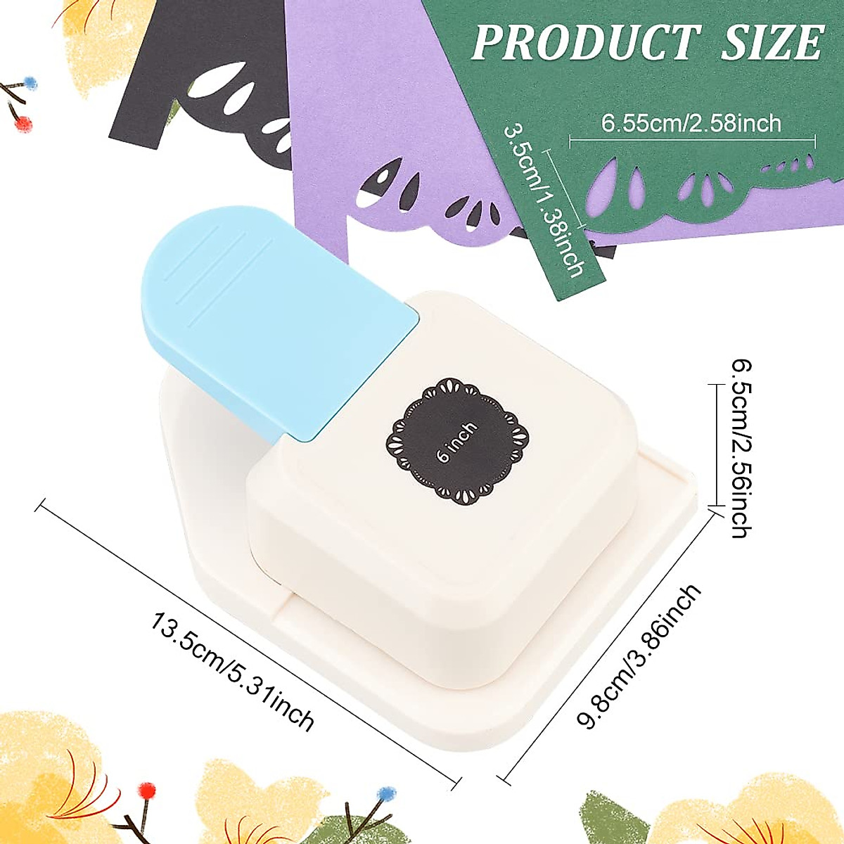 FINGERINSPIRE Paper Corner Punch 6 inch Full-Edge Paper Punch Raindrop Wreath Shape Embossing Punch Square Lever Action Craft Puncher for Photo Card Making Paper Cutter Scrapbooking Supplies