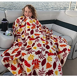 Décor&More Autumn Harvest Fallr Collection Festive and Cuddly Holiday Microplush Throw Blanket (50" x 60") -Autumn Leaves