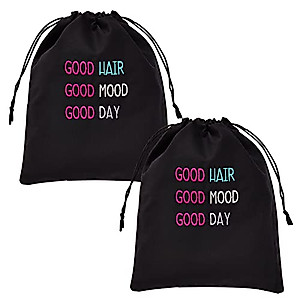 2 Pack Hair Styling Tools Organizer Bag for Hair Dryer Storage (Black, 11.8 x 14 Inches)