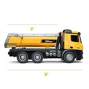 Top Race Remote Control Dump Truck Toy - 1:14 Scale Heavy-Duty Construction Vehicle with 7 lb Load Capacity, Strong Engines and Rubber Tires - RC Dump Truck for Kids - Realistic Construction Fun