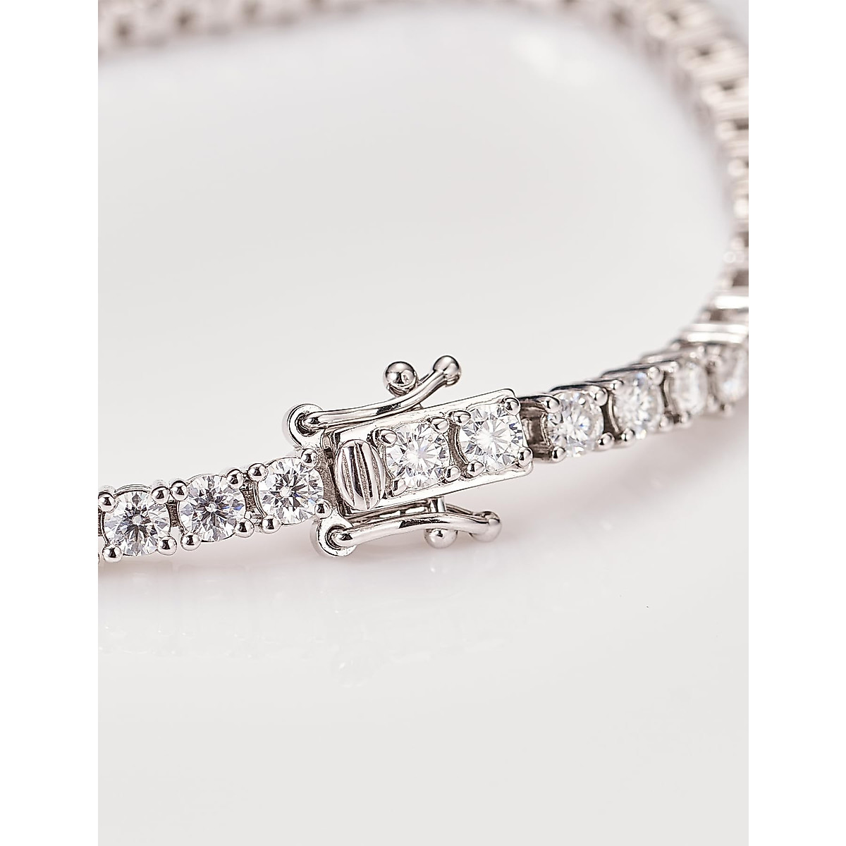 IMOLOVE Moissanite Tennis Bracelet for Women Sterling Silver Wedding Bracelets for Brides Stacking Dainty Bracelets with 18K White Gold Plated-18