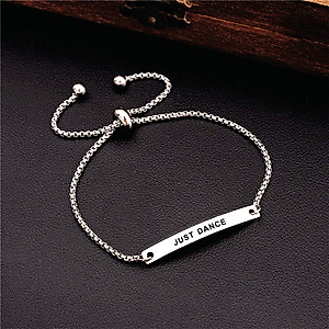 Dainty Cuff Bracelet - Just Dance - Meaningful Engraved Adjustable Bangle Bracelet - Encouragement Gift for Her