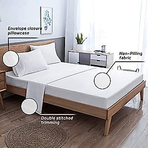 White Cal King Size Bed Sheet Set - 1800 Thread Count Deep Pocket to 21 inches Mattress 4 Piece - Premium Bedding Sheets & Pillowcases Collection - Extra Soft