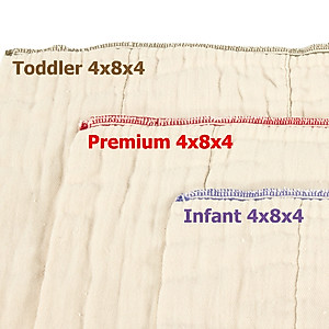 OsoCozy Better Fit Unbleached Prefold Cloth Diapers -100% Cotton, Gauze Weave, Sized for Tri Folding - Size 3 - (Toddler 4x8x4 Fits 25-45 lb.) - 1 Dozen