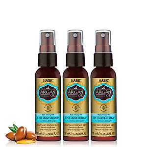 HASK Repairing ARGAN OIL 5-in-1 Leave In Conditioner Spray for all hair types, color safe, gluten free, sulfate free, paraben free - ARGAN OIL 3 PIECE TRAVEL SET