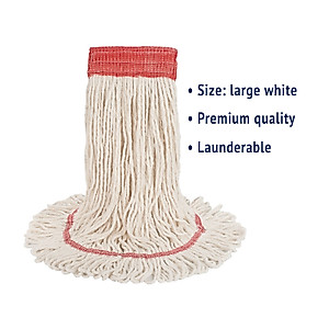 Boardwalk 503WHCT Super Loop Wet Mop Head, Cotton/Synthetic, Large Size, White, 12/Carton