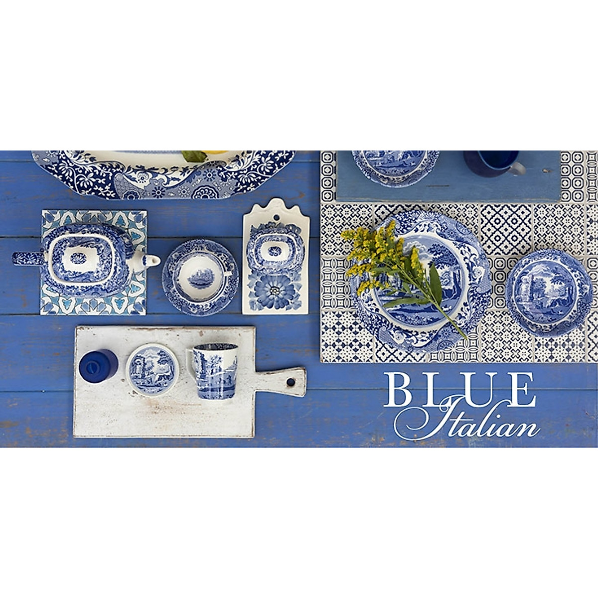 Spode Blue Italian Collection Baking Dish with Handles, Lasagna Pan, Oven to Table Baking Dish, Handled Serving Tray, Oven Safe Cookware, 11.5 x 8, (Blue/White)