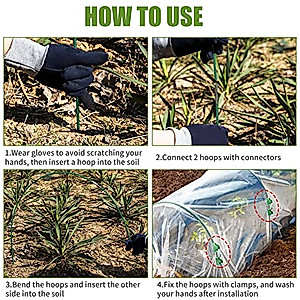 30 Pcs 17in DIY Hoops Grow Tunnel- Row Cover Garden Hoops Detachable Rust-Proof Fiberglass Support Hoops Frame DIY Greenhouse Hoop House Kit for Indoor and Outdoor Plants Raised Beds Support