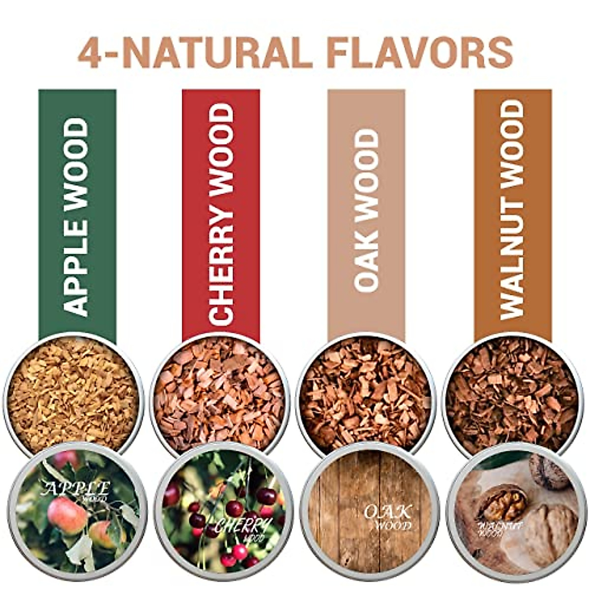 Mushk Cocktail Smoker Kit with Velvet Bag - Old Fashioned Cocktail Kit 4 Flavors - Cherry, Apple, Walnut, Oakwood