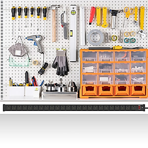 XBA 10 Ft Long Heavy Duty Power Strip with 24 Outlets Wall Mountable Power Strips with Long Extension Cord Power Strip with Multiple Flat Plugs for Home Office ETL Certified, Black