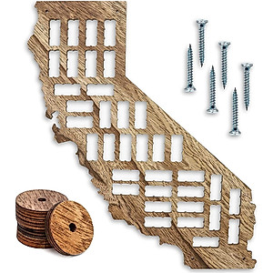 Wine Cork Holder, California Board Map Wall Decor (9.8 x 26 Inches)