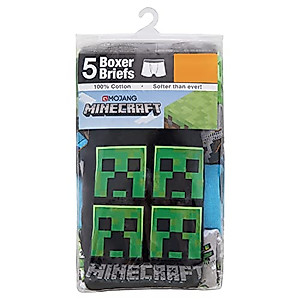 Minecraft Boys 5-Pack Boxer Briefs Underwear Comfortable 6 Multicolor