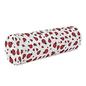 Vnurnrn Red Ladybird Neck Support Pillow Round Neck Roll Bolster Cylinder Pillow Cervical Pillows Shoulder Pillow for Leg Knee Back Head Support for Bedroom Camp Work Women Men