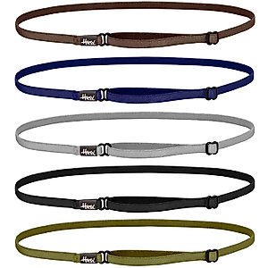 Hipsy Women's Elastic & Adjustable No Slip Running Headband Pack (Olive/Black/Silver/Navy/Brown Elastic 5pk)