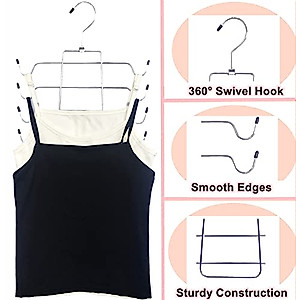LIYZWJY Metal Hanger Saving Hangers Closet Organizer for Tank Tops,Bras,Cami,Strappy Dress,Bathing Suits,Belts (2pack)