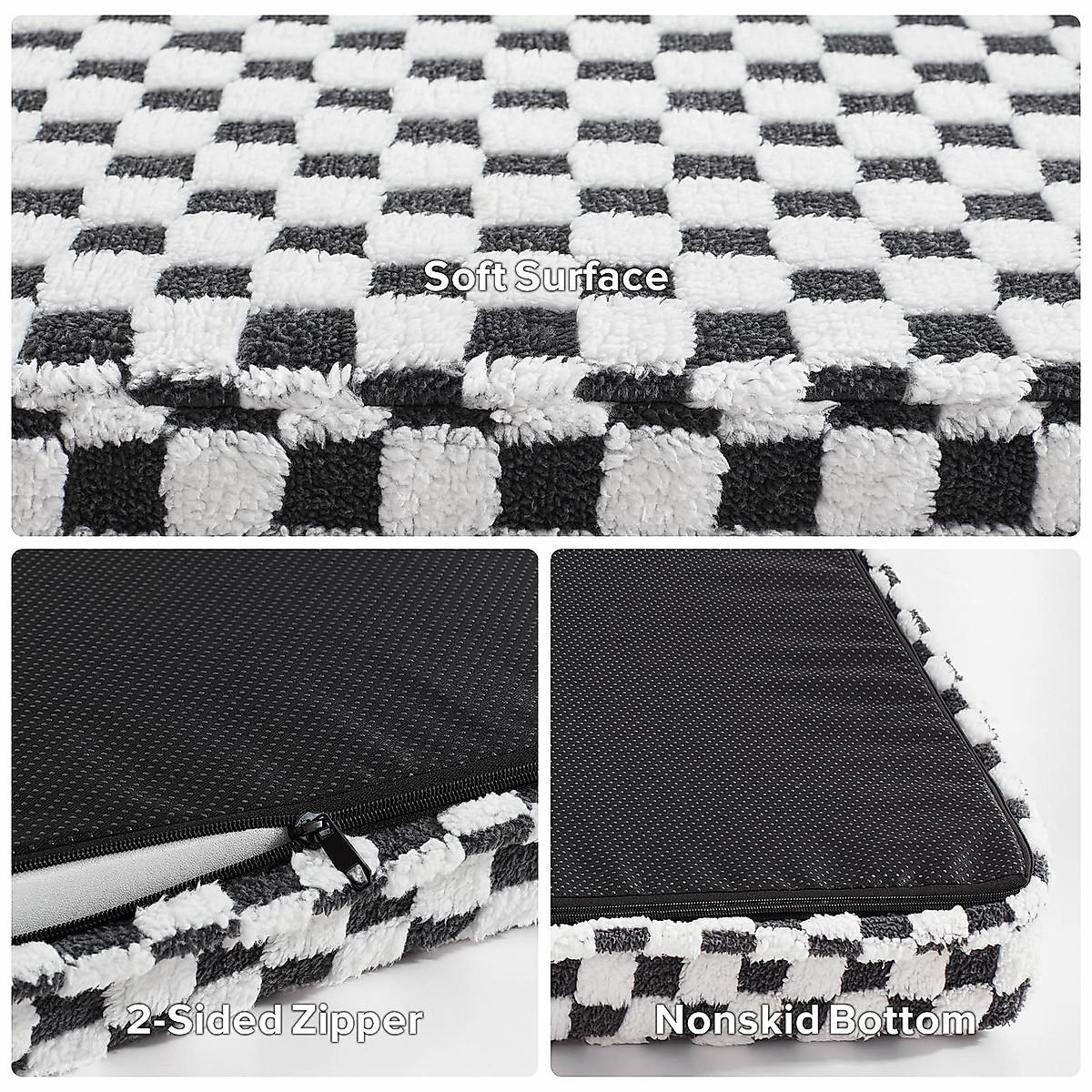 JOEJOY Dog Bed for Large Dogs, XLarge Orthopedic Dog Bed with Removable Washable Cover, Cute Modern Plush & Memory Egg Crate Foam Dog Bed, 42 x 28 inch, Grey