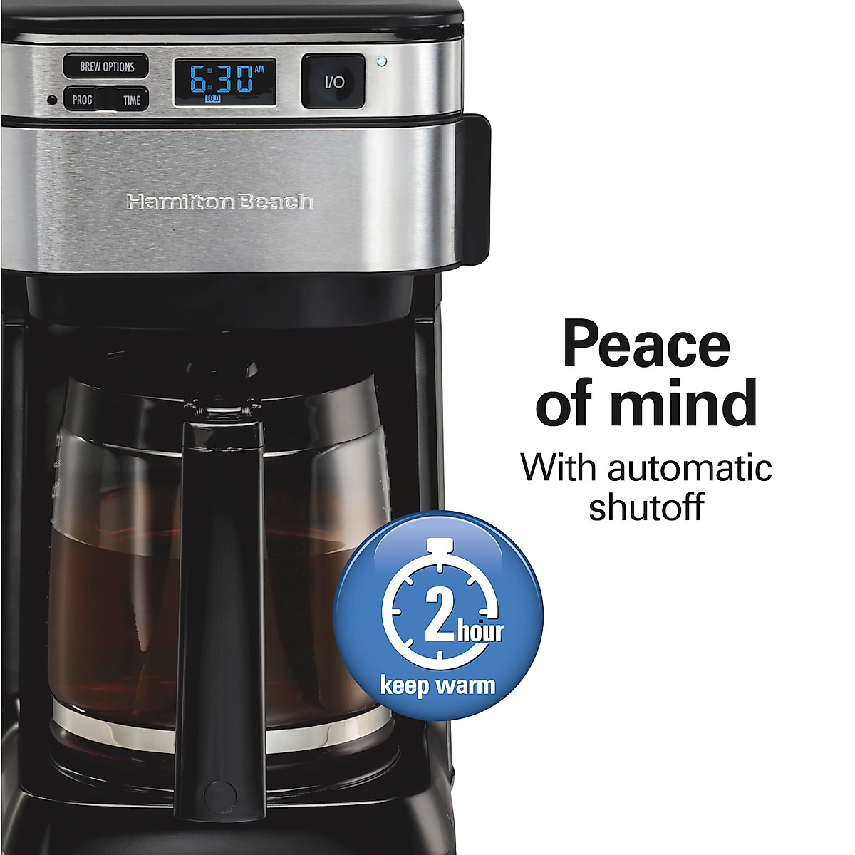 Hamilton Beach Programmable Coffee Maker, 12 Cups, Front Access Easy Fill, Pause & Serve, 3 Brewing Options, Black (46310)