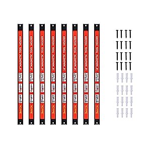 Magnetic Tool Holder 18 Inch 8 Pack Heavy Duty Magnet Tool Bar Strip Rack Wall Mount Red