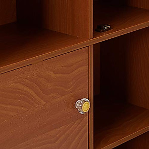 Furinno Pasir 3-Tier Shelf with 3 Door/Round Handle, Light Cherry