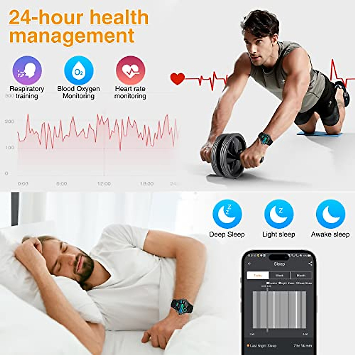 BASICF Military Smart Watches for Men (Answer/Make Call), 1.52" HD Outdoor Sports Smartwatch IP68 Waterproof Fitness Tracker 100+ Sports Modes with Heart Rate, Blood Oxygen Monitor for iOS Android