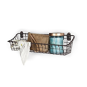 Spectrum Diversified Vintage Cabinet & Wall-Mounted Wall Basket for Storage & Organization, Rustic Farmhouse Decor, Sturdy Steel Wire Storage Bin, Medium, Bronze