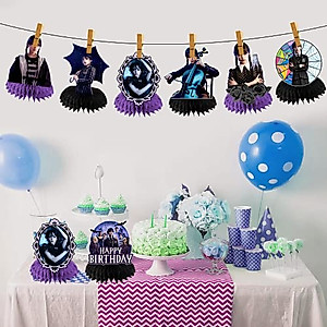 Wednesday TV Show Party Decorations, 8pcs Wednesday TV Show Honeycomb Centerpieces, Wednesday TV Show Table Decorations,3D Double Side Centerpiece for Birthday Party
