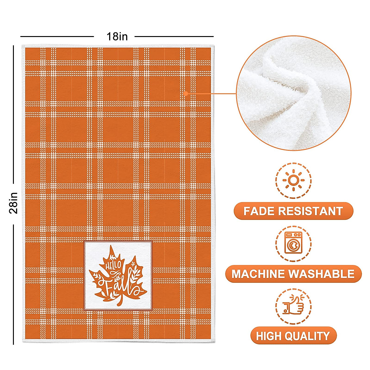 Whaline 4 Pack Thanksgiving Kitchen Towel Fall Harvest Dish Towel Super Absorbent Pumpkin Maple Leave Plaid Tea Towel Large Size Cloth Towel for Autumn Holiday Kitchen Coking Baking, 18 x 28 Inch