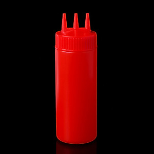 Squeeze Bottle,3 Hole Squeeze Bottle Condiment Dispenser Sauce Vinegar Oil Ketchup Cruet Bin