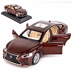 BDTCTK 1/32 Compatible for Lexus Ls500h Model Car, Zinc Alloy Pull Back Toy car with Sound and Light for Kids Boy Girl Gift(Brown)