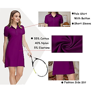 JINSHI Women's Short Sleeve Dress Golf Running Workout Athletic Dresses Comfortable & Soft Purple Small