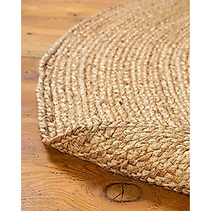 Agro Richer Farmhouse Rugs for Living Natural Jute Area Rug Hand Braided Oval Rugs for Bedroom, Kitchen, Living Room Rug Carpet (4x6 Square Feet, Beige)