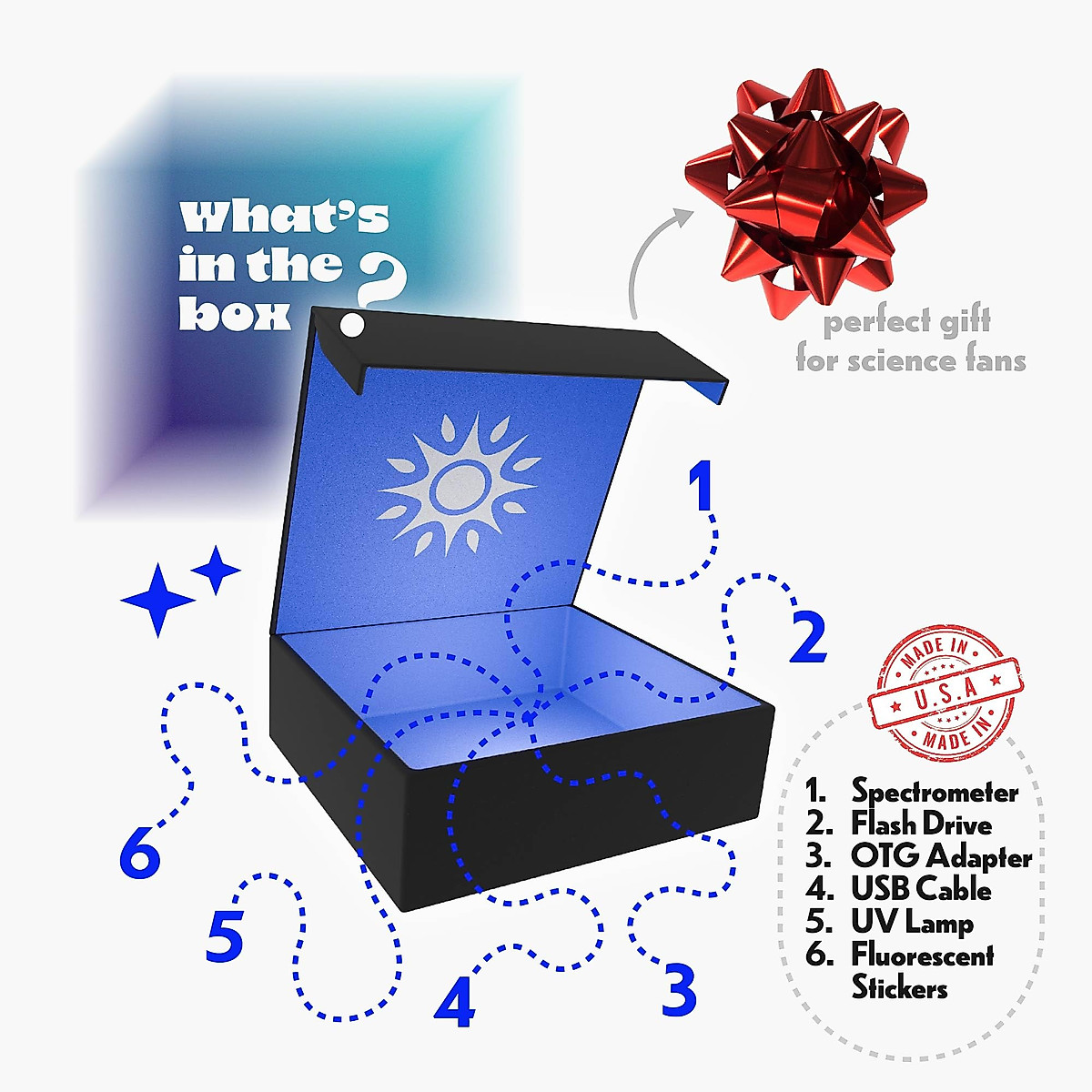 Generic Spectryx Blue Mobile Educational Spectrometer - Bluetooth-Enabled, High Precision 350-850nm Wavelength, Portable for Gemstone Identification, Fluorescence, Chemistry Labs with CMOS Sensor