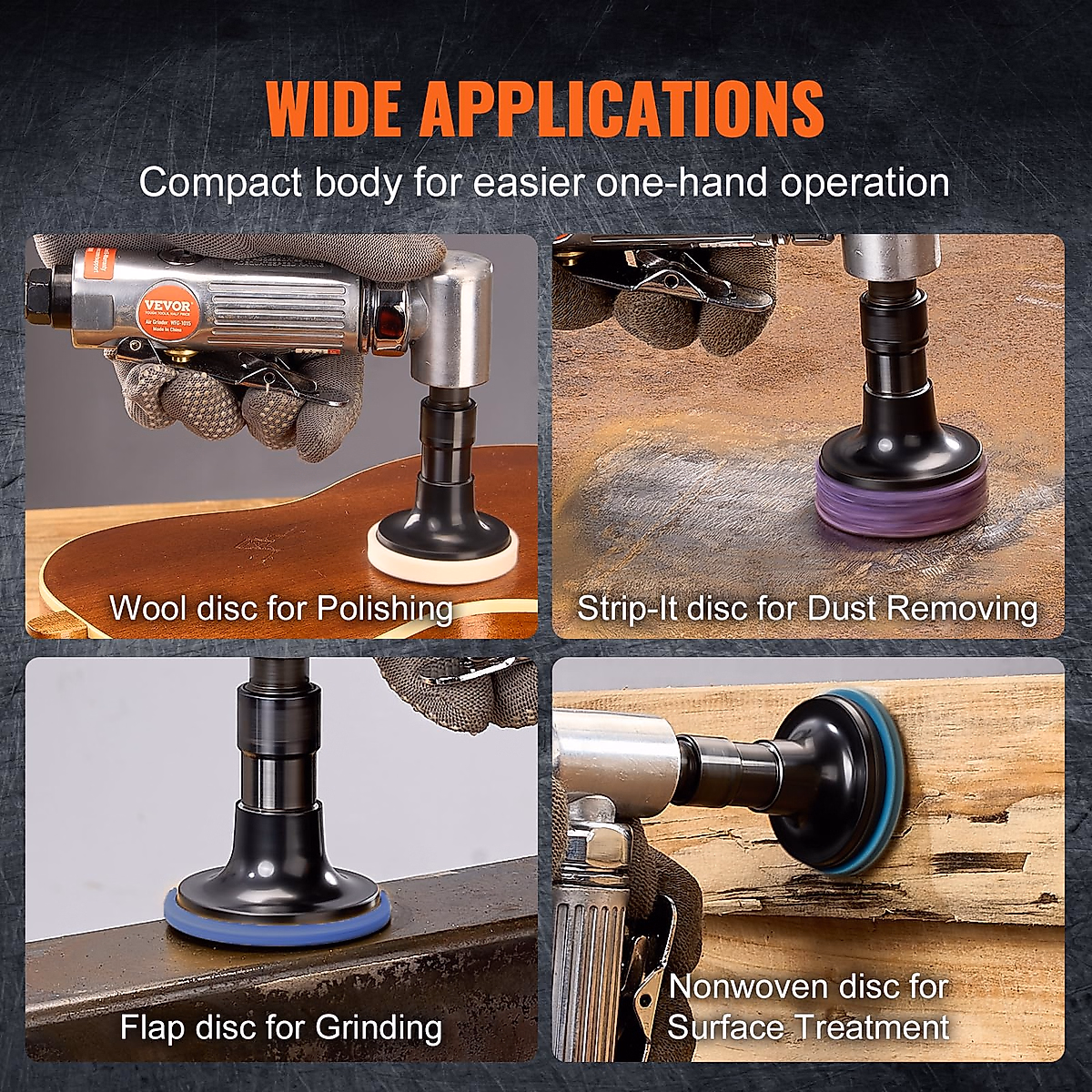 VEVOR Air Die Grinder, 1/4" Right Angle Die Grinder 20000RPM, Lightweight, Ball Bearing Construction, 24PCS Discs for Grinding, Polishing, Deburring, Rust Removal