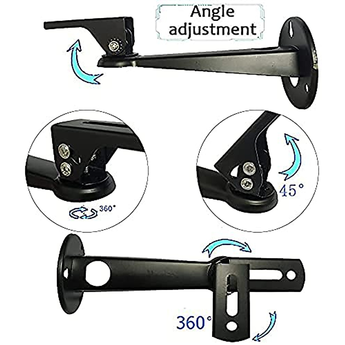 2-Be-Best Mini Projector Wall Mount Black Camera Wall Mount Adjustable Projector Bracket Length 7.87" 1/4” Thread Load 7.8 lbs 360° Rotation Mount for Projector CCTV DVR Cameras Camcorder