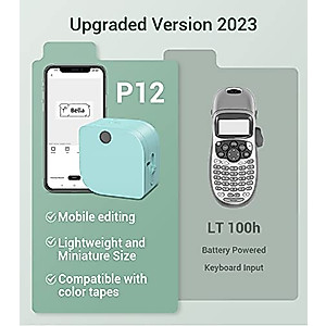 Phomemo Label Makers, P12 Label Maker Machine with Tape, Sticker Label Maker Compatible with Different Material Labels, Small Label Printer to iOS and Android Device, with Multiple Templates Font Icon