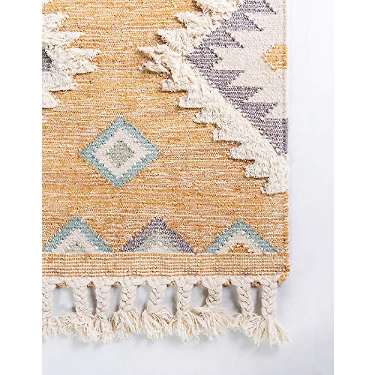 Unique Loom Mesa Collection Geometric, Natural Fibers, Southwestern, Bohemian Area Rug (2' 0 x 3' 0 Rectangular, Yellow/ Ivory)