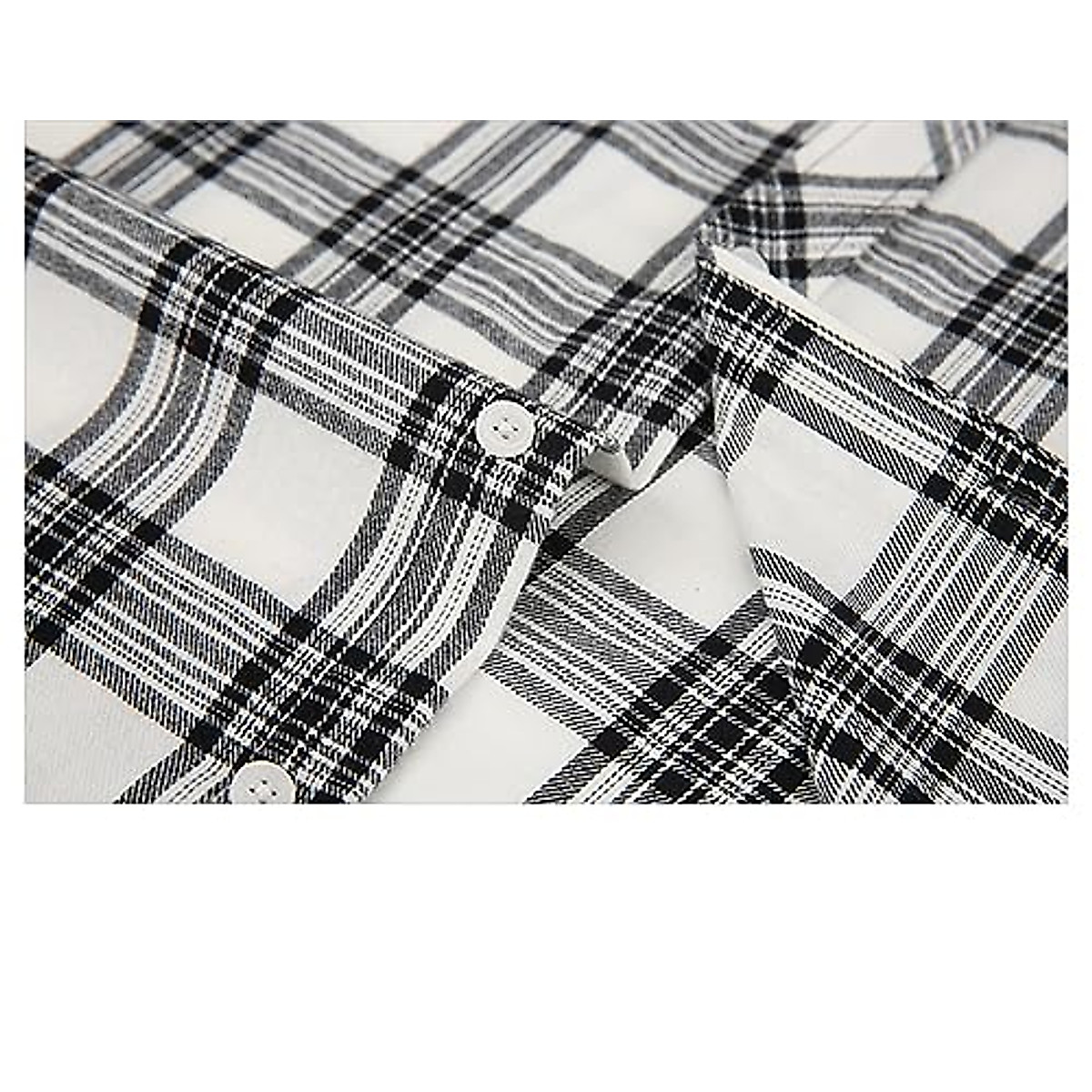 Men's Double Pocket Plaid Flannel Shirt Long Sleeve Button Down Business Formal Chemise M512 US Size XXL