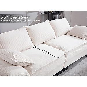 Aeffze Oversized Loveseat Sofa, 90" Modern Loveseat Couch 2 Seater Upholstered Sectional Sofa with Pillows, Deep Seat Comfy Corduroy Sofa Couch for Living Room Bedroom Apartment (Beige)